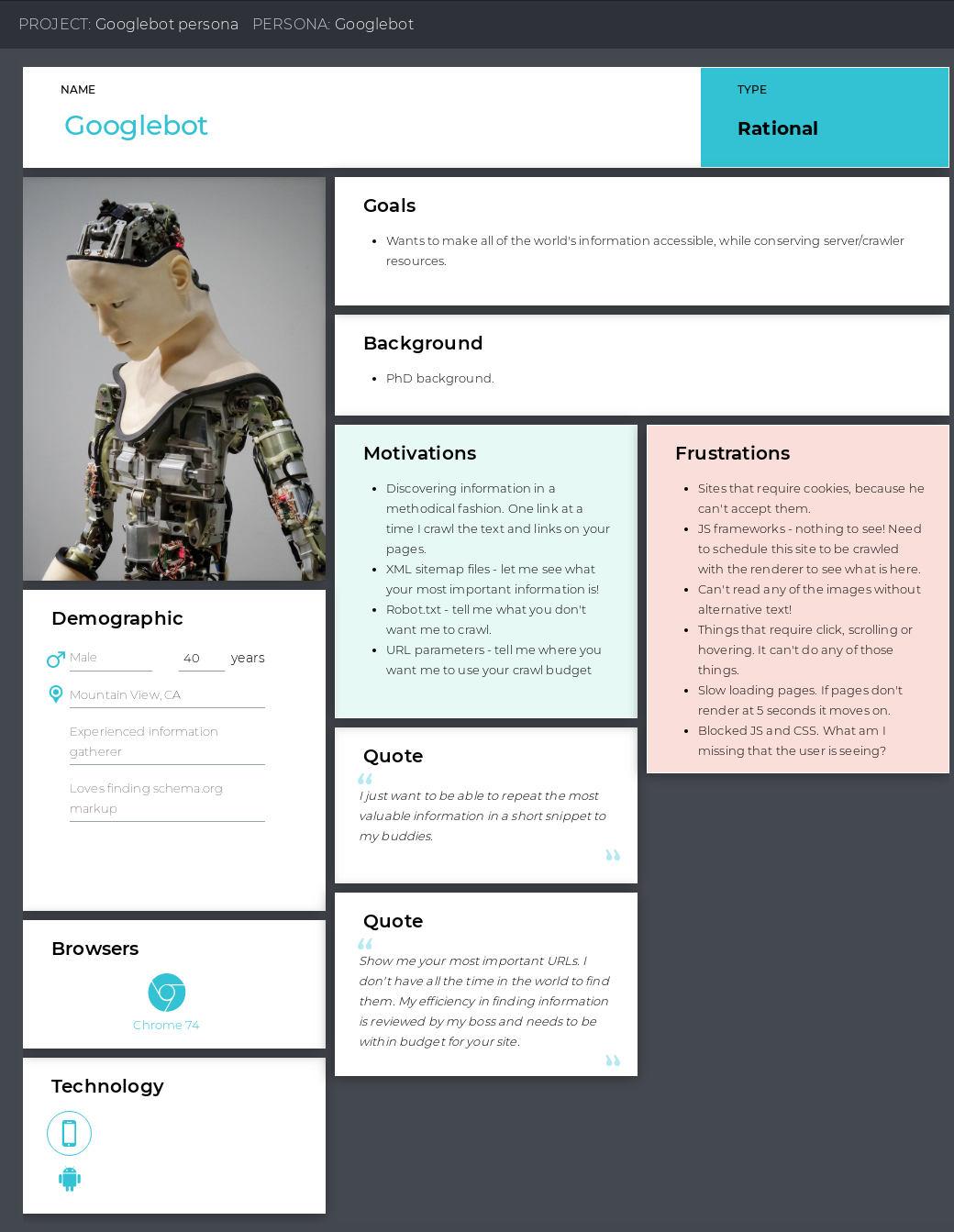 Sharing a Googlebot persona with your developers